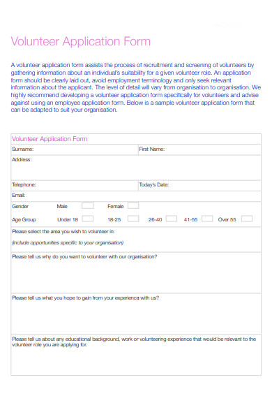FREE 51+ Volunteer Forms in PDF | MS Word | Excel