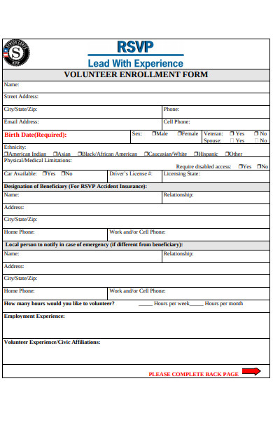 FREE 51+ Volunteer Forms in PDF | MS Word | Excel