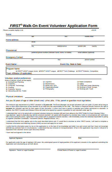 FREE 51+ Volunteer Forms in PDF | MS Word | Excel