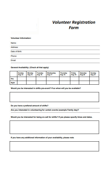 FREE 51+ Volunteer Forms in PDF | MS Word | Excel