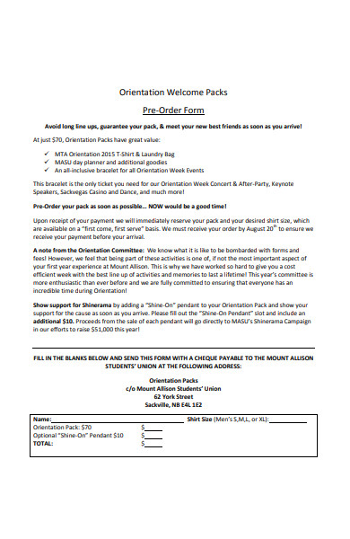 FREE 51+ Pre Order Forms in PDF | MS Word | Excel