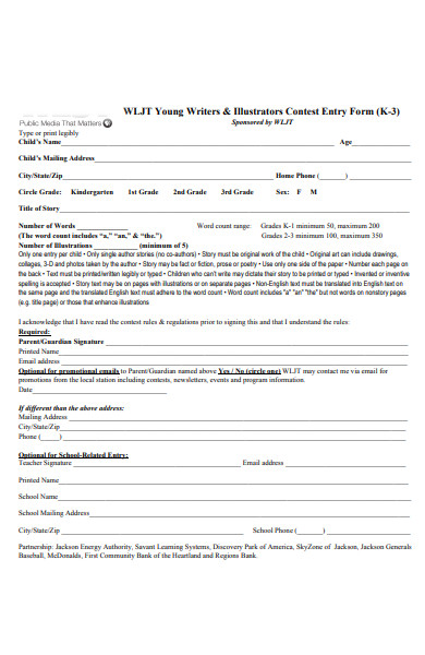 FREE 36+ Contest Entry Form Samples, PDF, MS Word, Google Docs, Excel