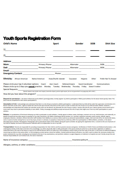 FREE 37+ Best Sports Registration Forms in PDF | MS Word | Excel