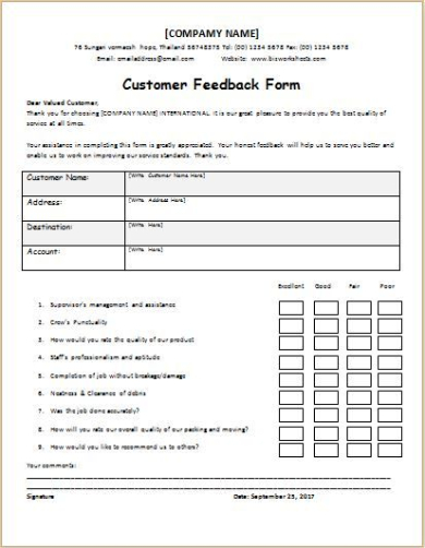 FREE 8+ Retail Customer Feedback Forms in PDF
