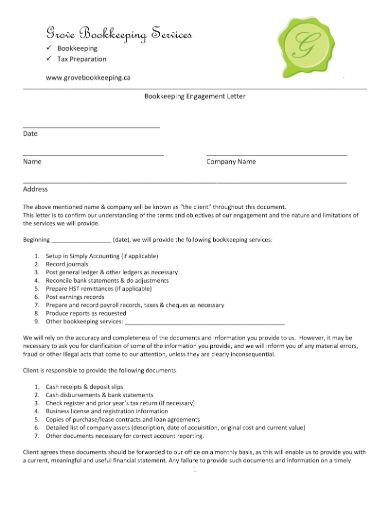 FREE 5+ Bookkeeping Services Agreement Forms in PDF