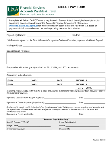 FREE 6+ Direct Pay Forms in PDF | Excel
