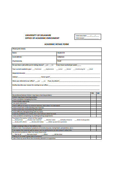 FREE 54+ Intake Forms in PDF | MS Word | XLS