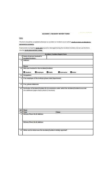 FREE 32+ Accident Forms in PDF | MS Word | XLS