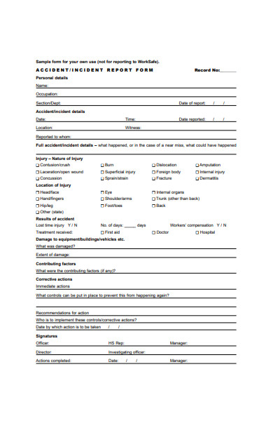 FREE 32+ Accident Forms in PDF | MS Word | XLS