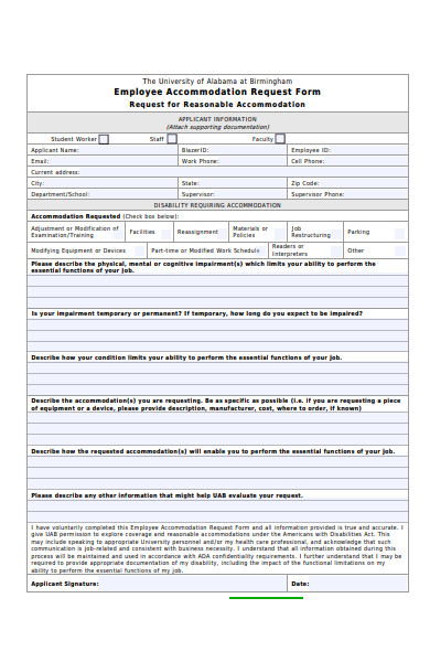 FREE 38+ Accommodation Request Form Samples, PDF, MS Word, Google Docs ...