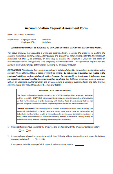 FREE 38+ Accommodation Request Form Samples, PDF, MS Word, Google Docs ...