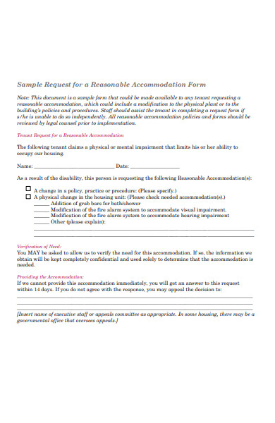 FREE 38+ Accommodation Request Form Samples, PDF, MS Word, Google Docs ...