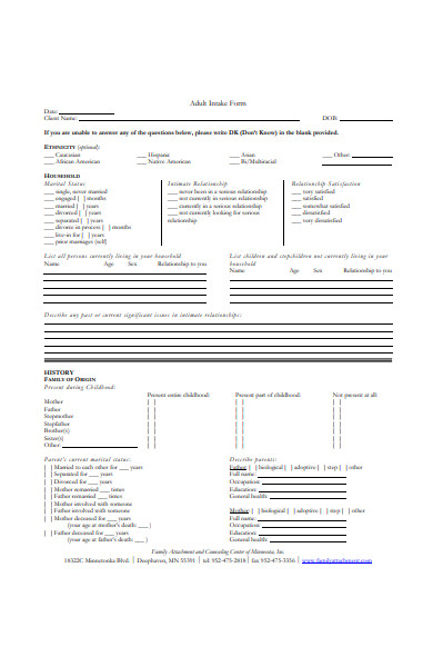FREE 54+ Intake Forms in PDF | MS Word | XLS