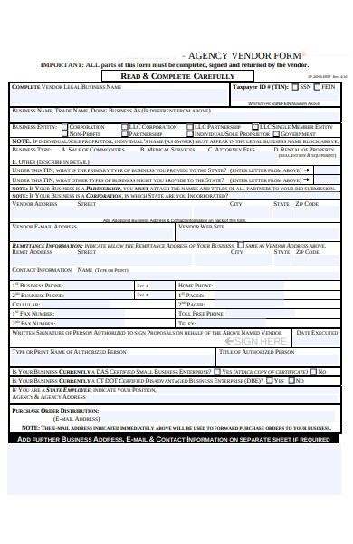 FREE 36+ Vendor Form Samples, PDF, MS Word, Google Docs, Excel