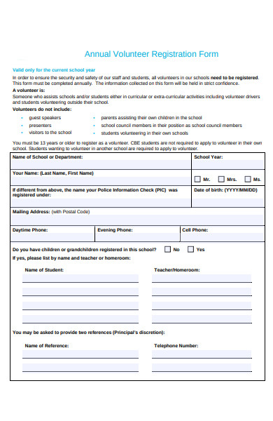 FREE 30+ Volunteer Registration Forms in PDF | MS Word