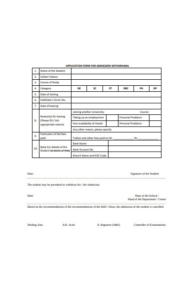 FREE 35+ Withdrawal Form Samples, PDF, MS Word, Google Docs, Excel