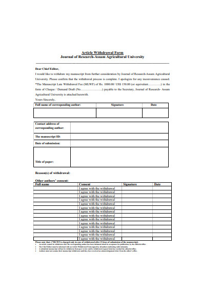 FREE 35+ Withdrawal Form Samples, PDF, MS Word, Google Docs, Excel