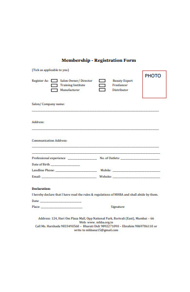 FREE 32+ Membership Registration Forms in PDF | MS Word | XLS