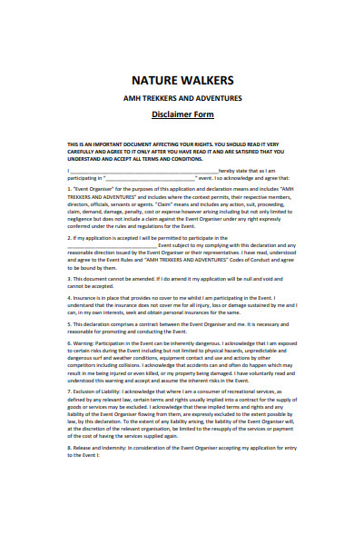 FREE 54+ Disclaimer Form Samples, PDF, MS Word, Google Docs