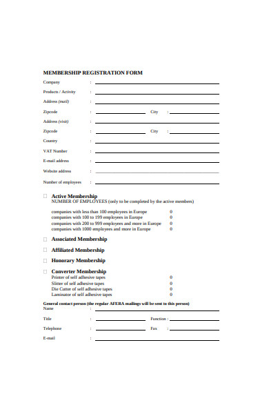 FREE 32+ Membership Registration Forms in PDF | MS Word | XLS