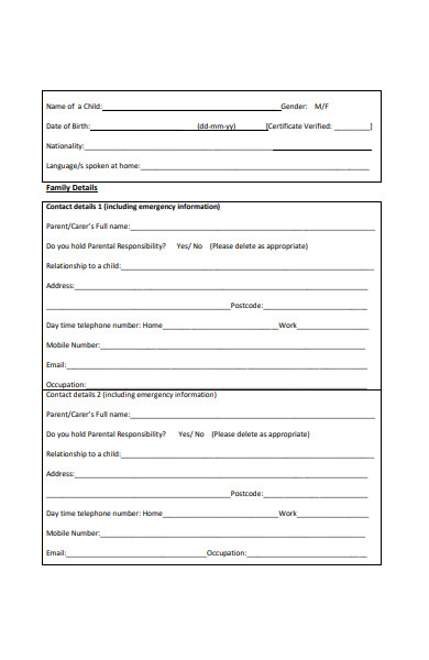 FREE 34+ Nursery Form Samples, PDF, MS Word, Google Docs