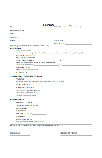 FREE 50+ Sample Query Forms in PDF | MS Word