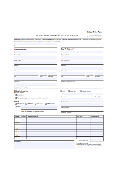FREE 60+ Sales Order Form Samples, PDF, MS Word, Google Docs, Excel