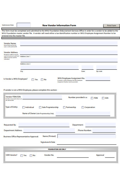 FREE 36+ Vendor Form Samples, PDF, MS Word, Google Docs, Excel