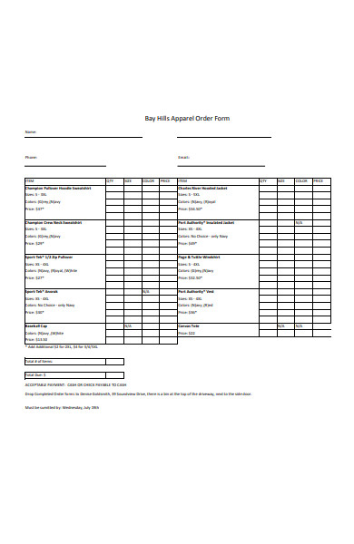 FREE 52+ Apparel Order Forms in PDF | Ms Word | XLS