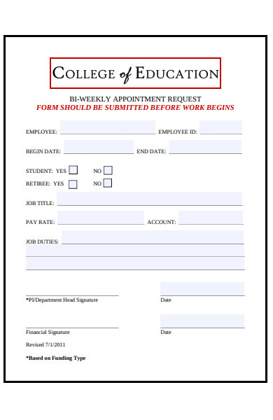 FREE 52+ Appointment Request Forms in PDF | MS Word | XLS