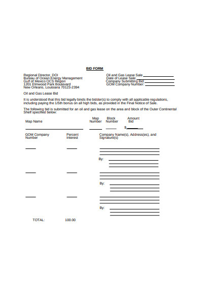 FREE 52+ Bid Forms in PDF | MS Word | XLS