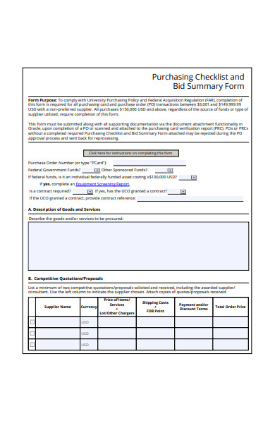 FREE 52+ Bid Forms in PDF | MS Word | XLS