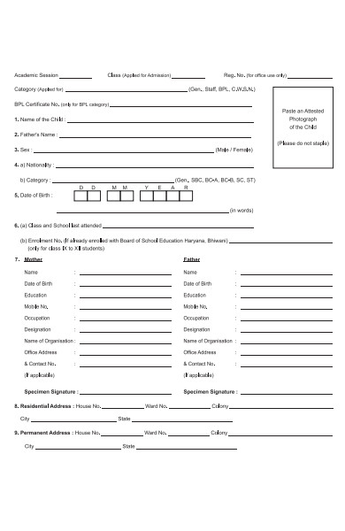 FREE 55+ Admission Form Samples, PDF, MS Word, Google Docs