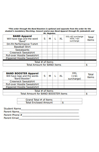 FREE 52+ Apparel Order Forms in PDF | Ms Word | XLS