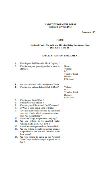 FREE 34+ Enrolment Form Samples, PDF, MS Word, Google Docs