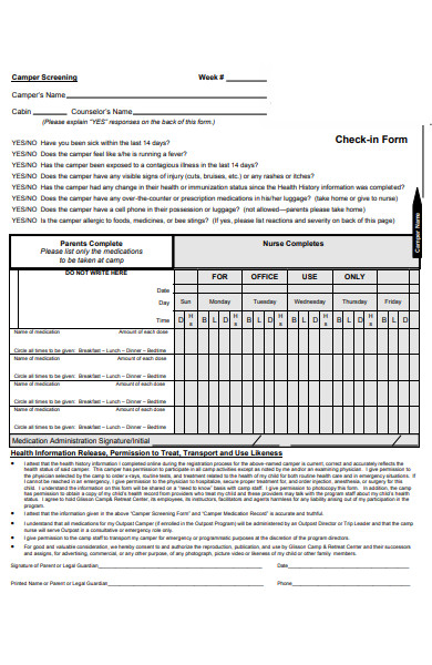 FREE 50+ Check-In Forms in PDF | MS Word