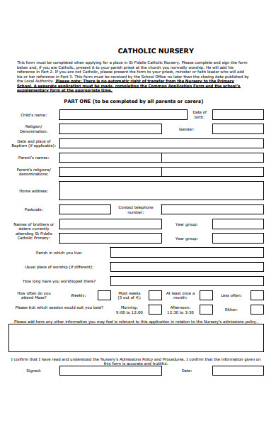 FREE 34+ Nursery Form Samples, PDF, MS Word, Google Docs
