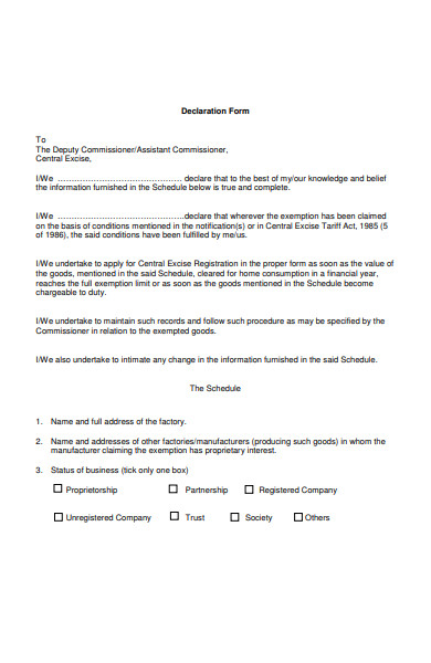 FREE 52+ Declaration Forms in PDF | MS Word | XLS