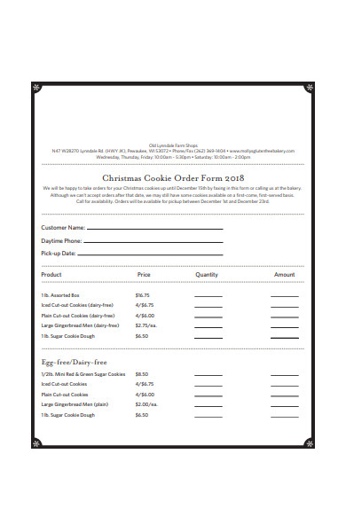 FREE 30+ Cookie Order Forms in PDF | MS Word