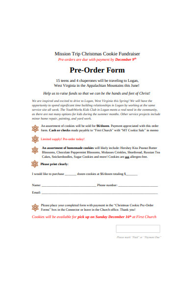 FREE 30+ Cookie Order Forms in PDF | MS Word