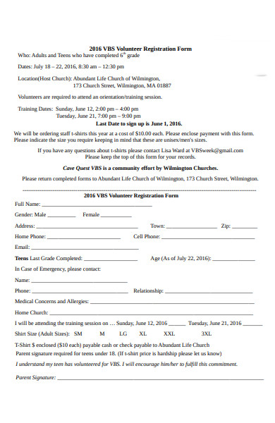 FREE 30+ Volunteer Registration Forms in PDF | MS Word