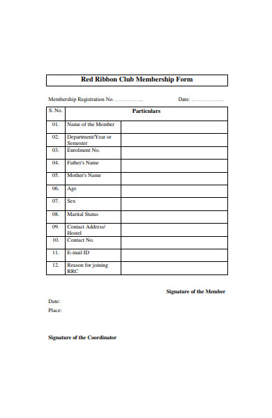 FREE 32+ Membership Registration Forms in PDF | MS Word | XLS
