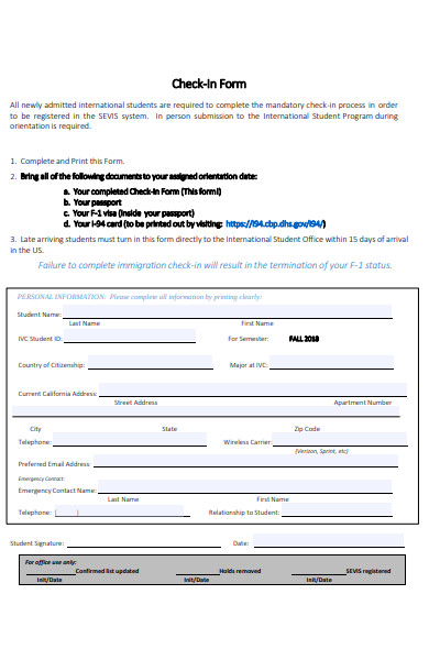 FREE 50+ Check-In Forms in PDF | MS Word