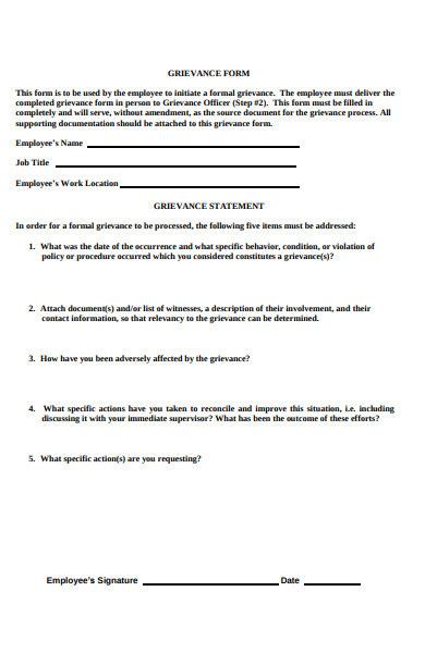 FREE 54+ Grievance Form Samples, PDF, MS Word, Google Docs