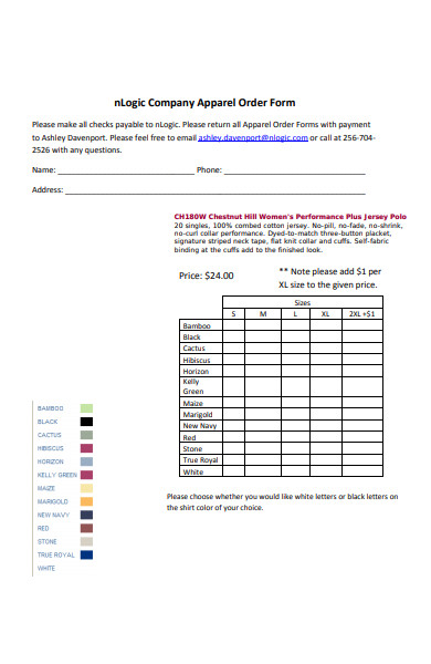 FREE 52+ Apparel Order Forms in PDF | Ms Word | XLS