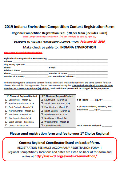 FREE 56+ Contest Registration Form Samples, PDF, MS Word, Google Docs ...