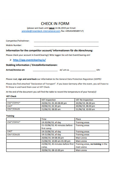 FREE 50+ Check-In Forms in PDF | MS Word