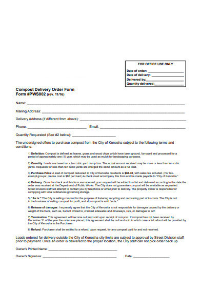 FREE 35+ Delivery Form Samples, PDF, MS Word, Google Docs