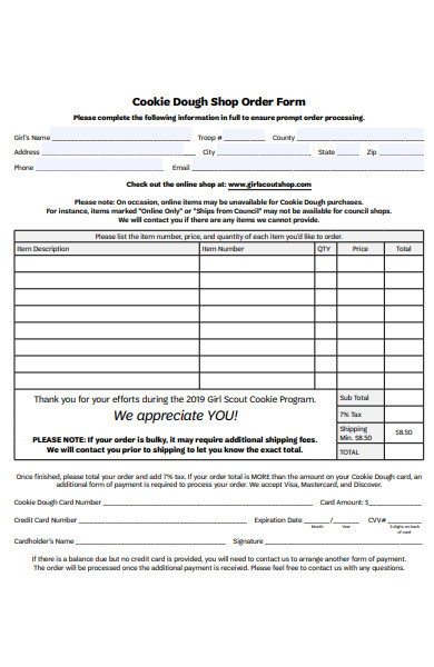 FREE 30+ Cookie Order Forms in PDF | MS Word