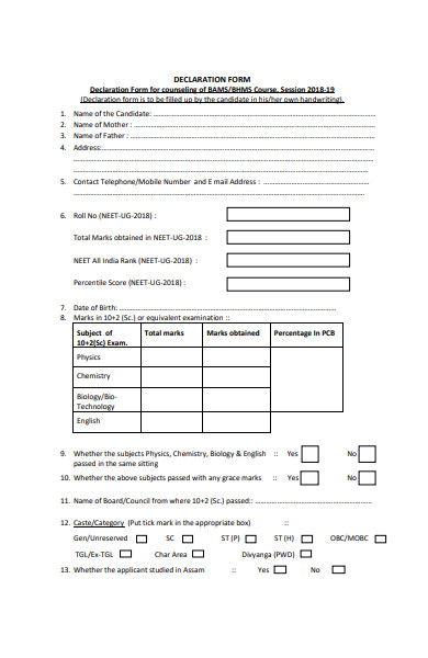 FREE 52+ Declaration Forms in PDF | MS Word | XLS
